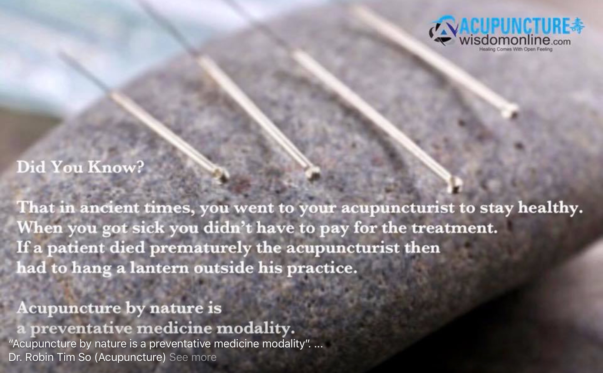 “Acupuncture by Nature is a Preventative Medicine Modality” | ANCIENT ...